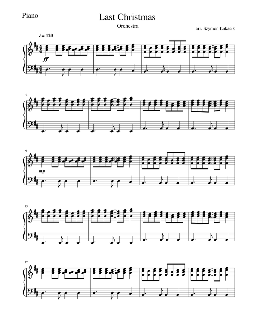 Last Christmas-Piano Sheet Music for Piano (Solo) | MuseScore.com