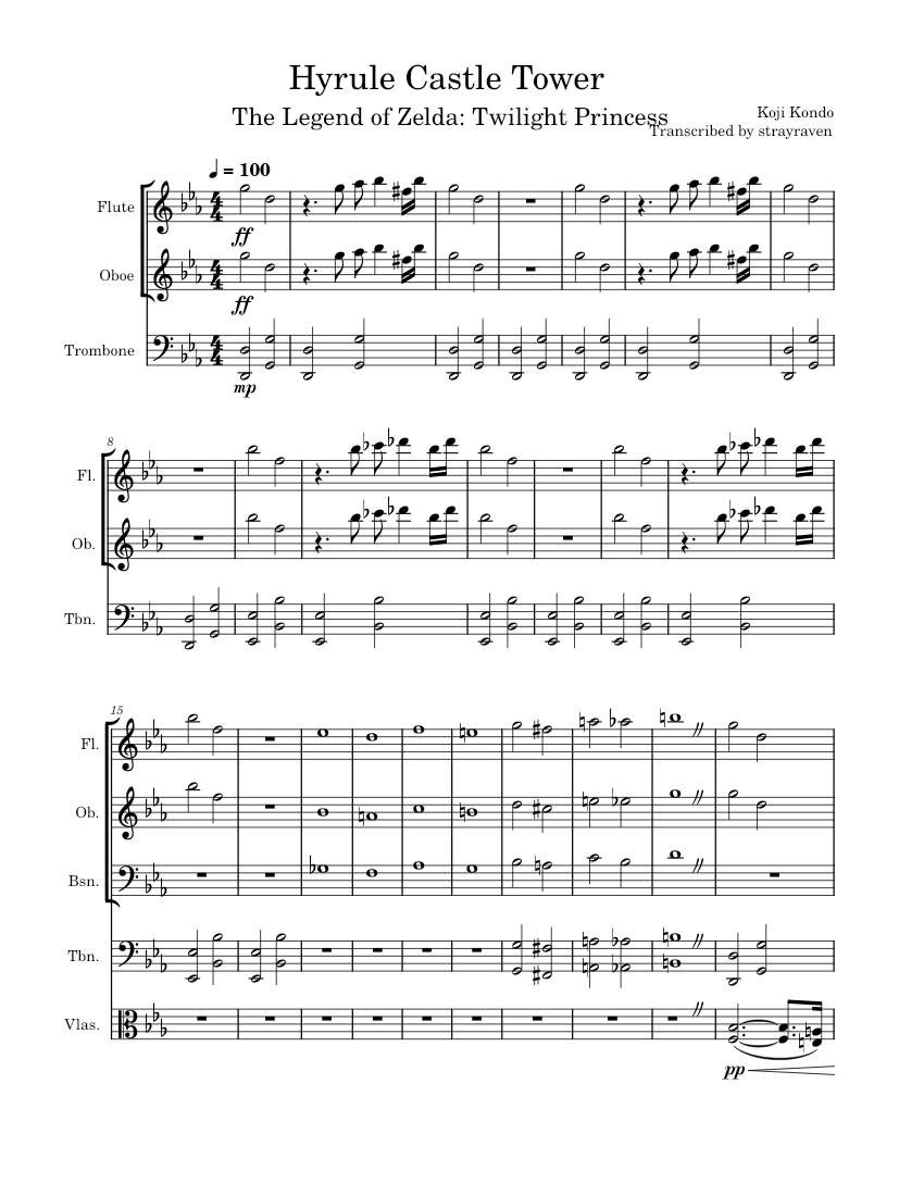 Hyrule Castle Tower – Koji Kondo The Legend of Zelda: Twilight Princess Sheet Music for Trombone ...
