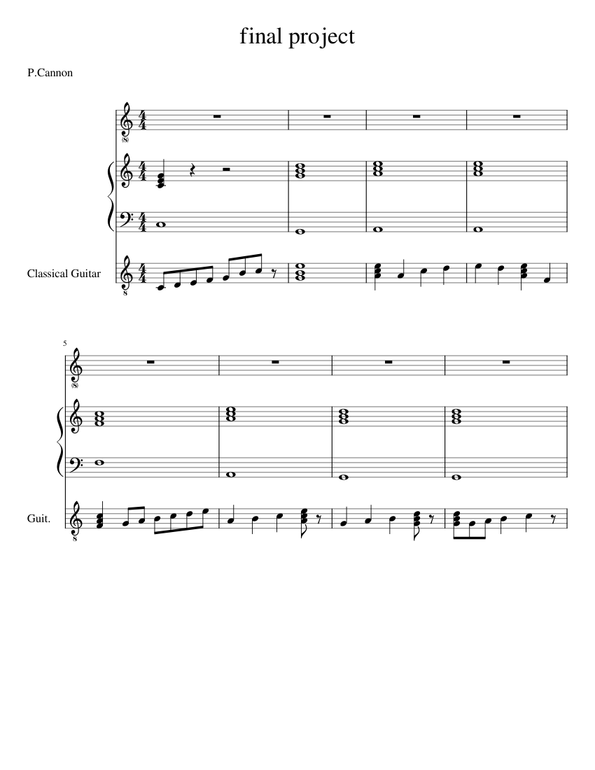 final_project guitar Sheet Music for Piano, Vocals, Guitar (Piano-Voice ...