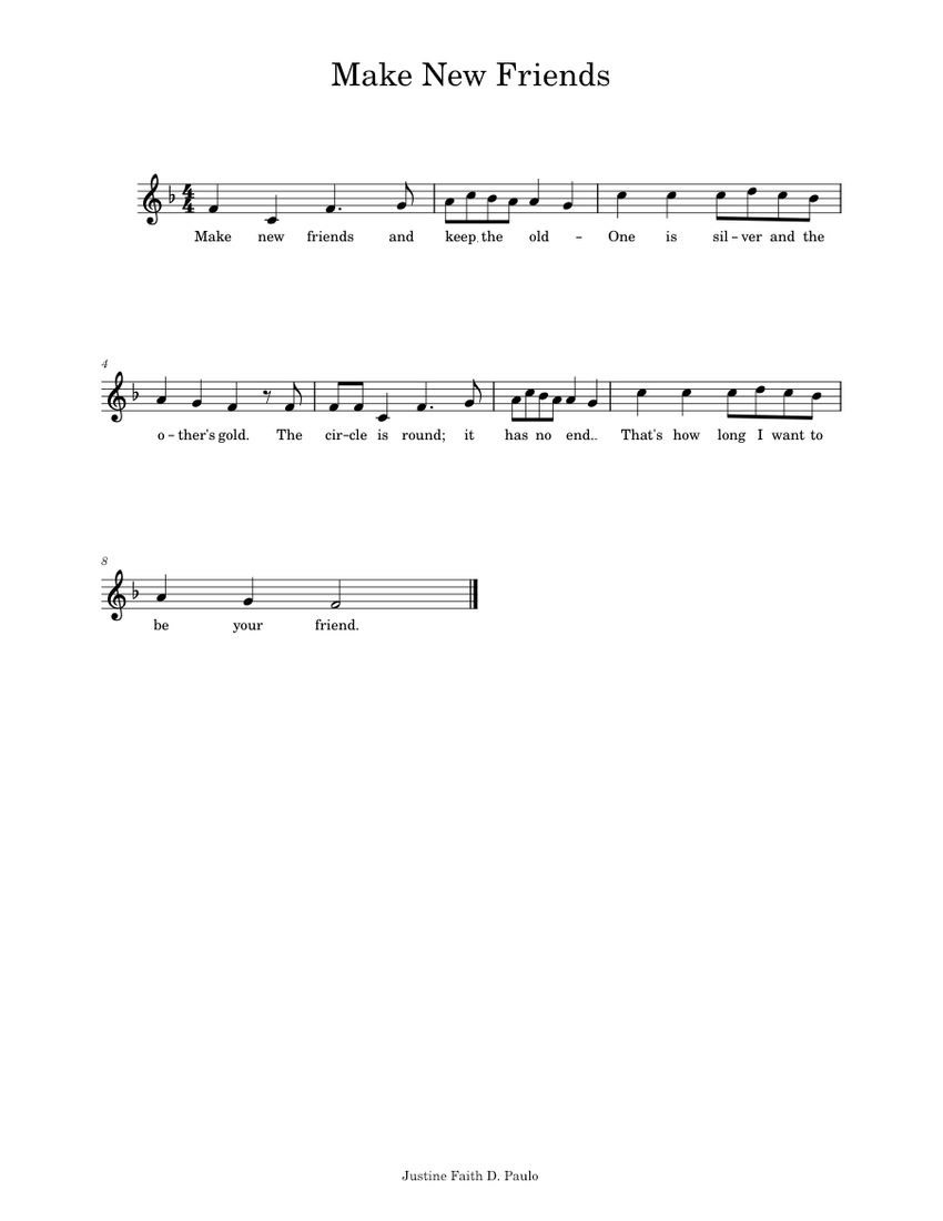 Make New Friends – Misc Traditional Sheet Music for Piano (Solo) easy ...