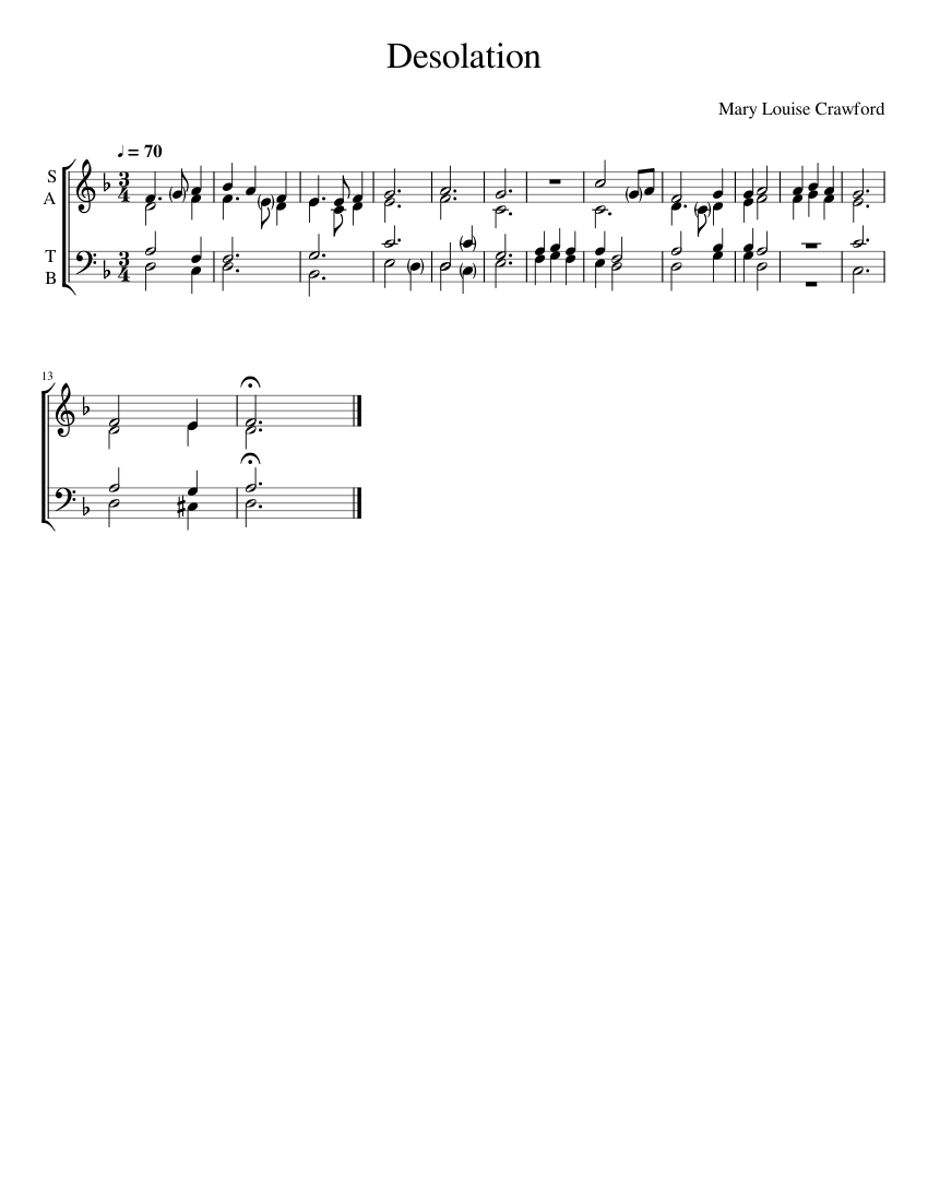 Desolation Sheet music for Female, Male (Choral) | Musescore.com