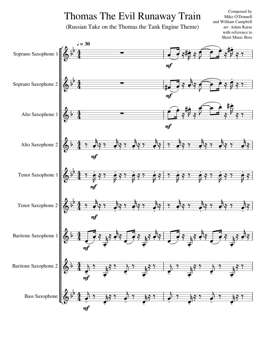 Russian Thomas the Tank Engine for Sax Choir Sheet music for Saxophone ...
