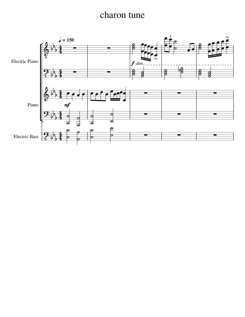 Charon Tune Sheet music for Piano, Contrabass, Violin, Cello & more ...