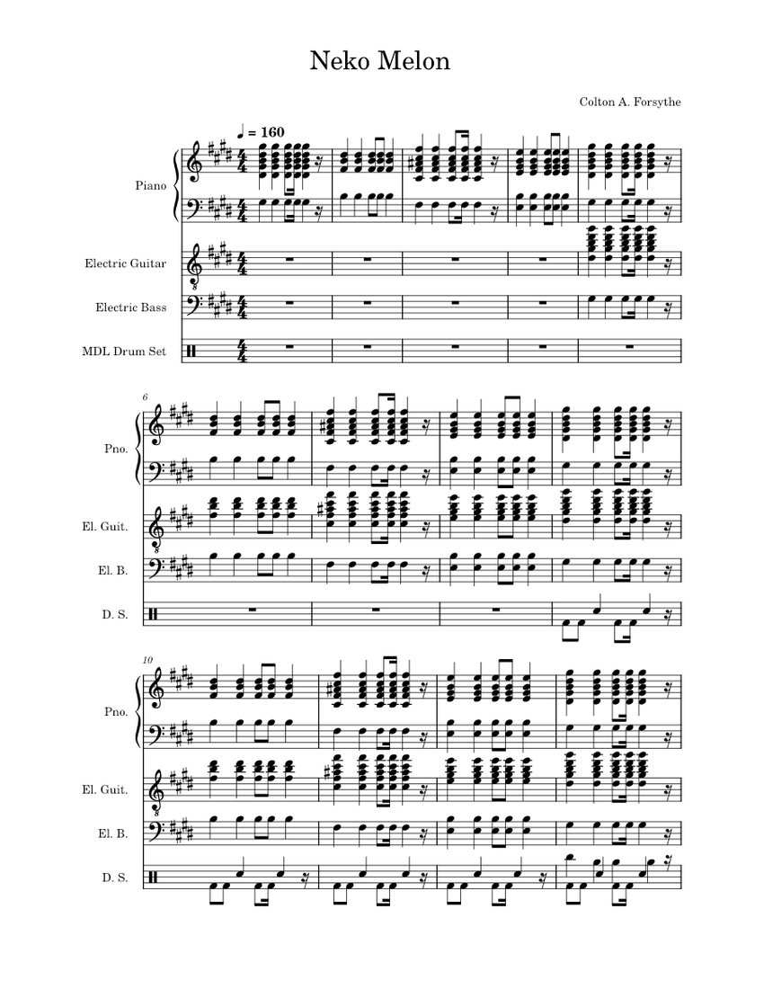 Neko Melon - Colton A. Forsythe Sheet music for Piano, Guitar, Bass ...