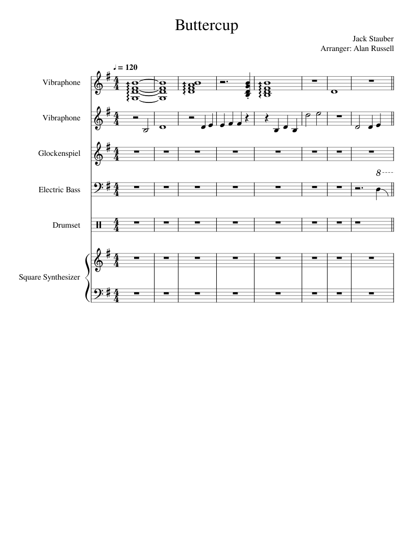 Buttercup Sheet music for Vibraphone, Glockenspiel, Bass guitar, Drum ...
