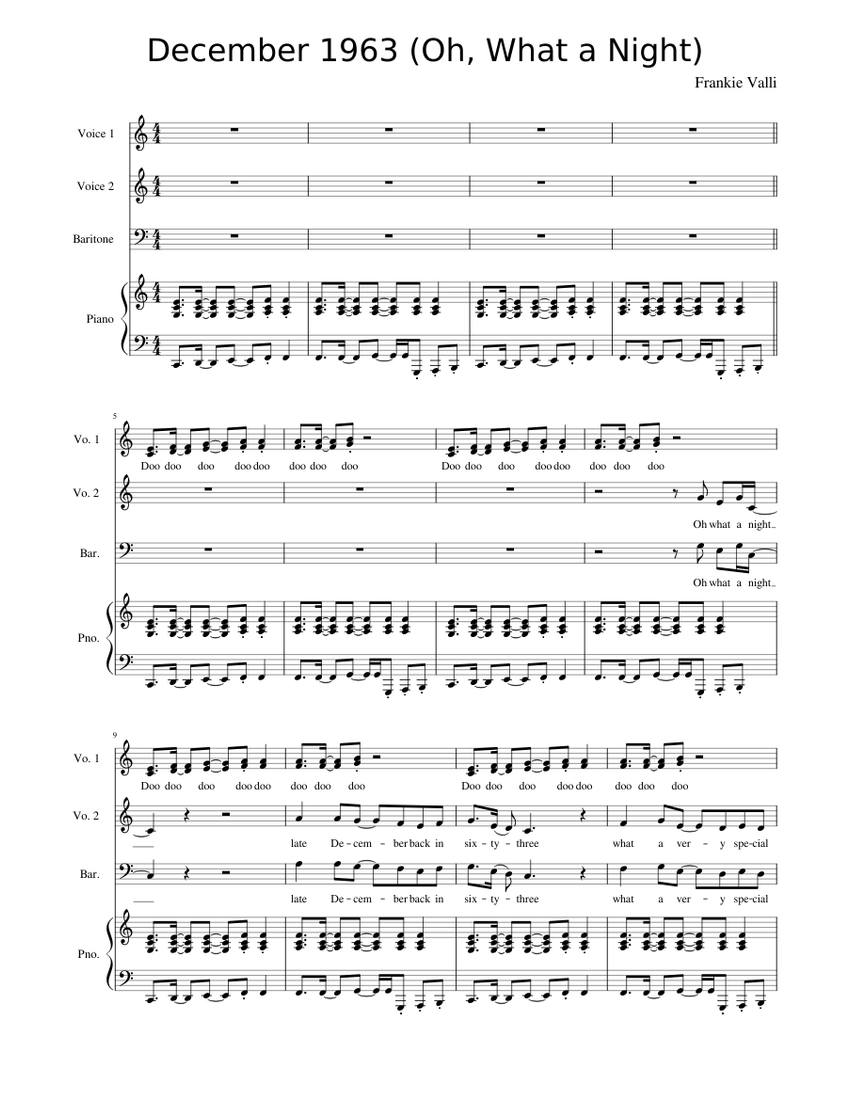 December 1963 / Deck the Hall mashup Sheet music for Piano, Vocals ...