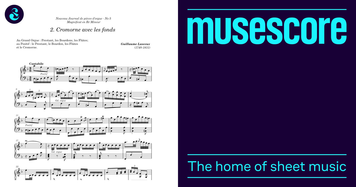 Cromorne avec les fonds - Guillaume Lasceux Sheet music for Organ (Solo ...