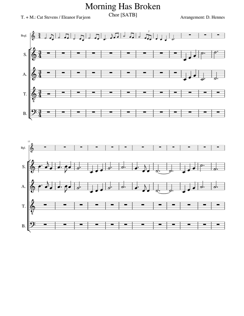 Morning Has Broken Sheet music for Piano, Soprano, Alto, Tenor & more ...