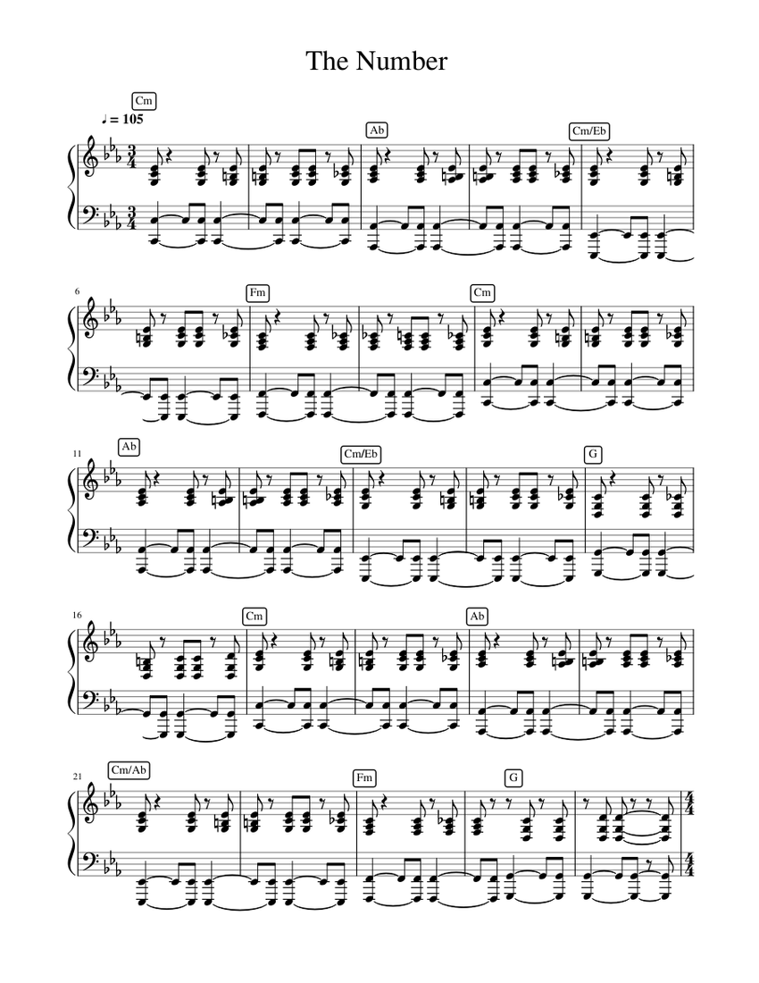 The Number - Elias Pajunen Sheet music for Piano (Solo) Easy ...