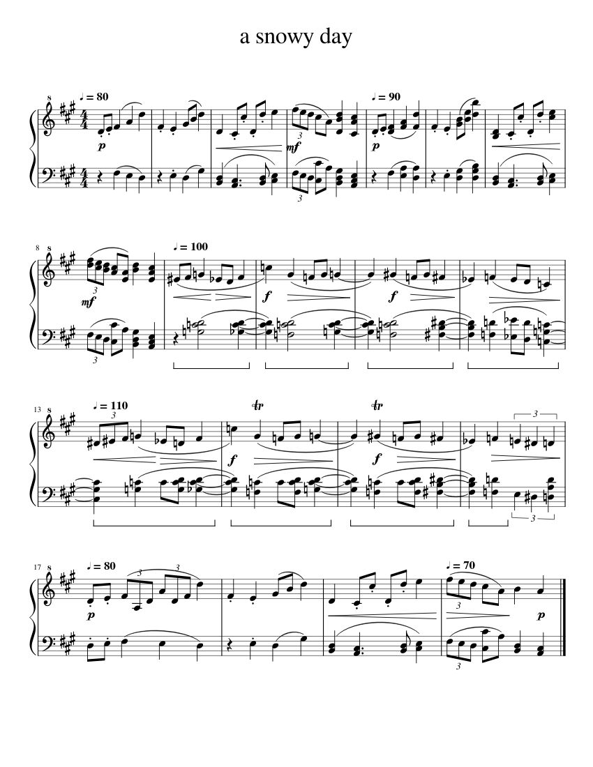 a snowy day Sheet music for Piano (Solo) | Musescore.com