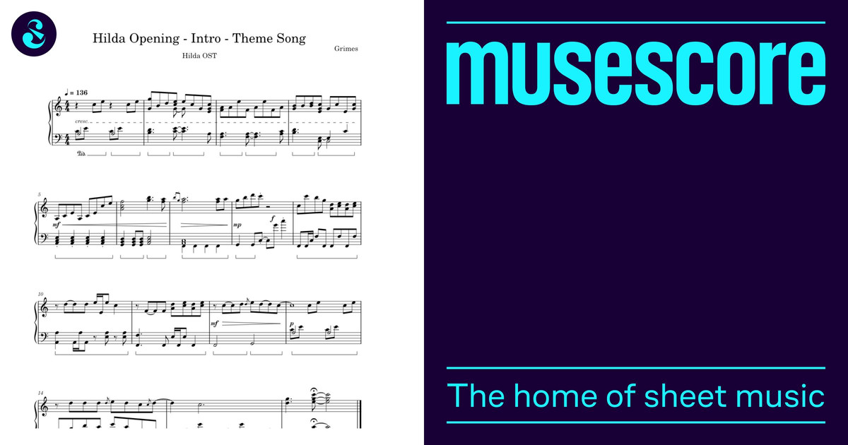 Hilda Opening - Intro - Theme Song - Grimes Sheet Music for Piano (Solo ...