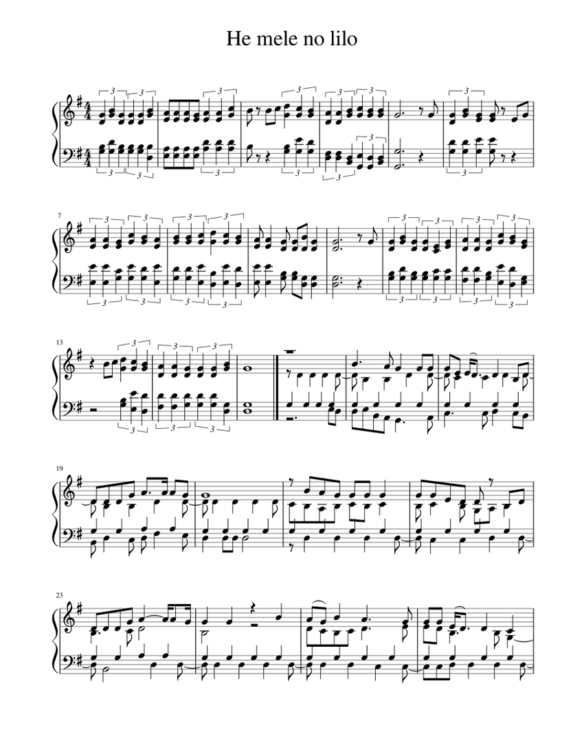 He mele no lilo Sheet Music for Piano (Solo) | MuseScore.com