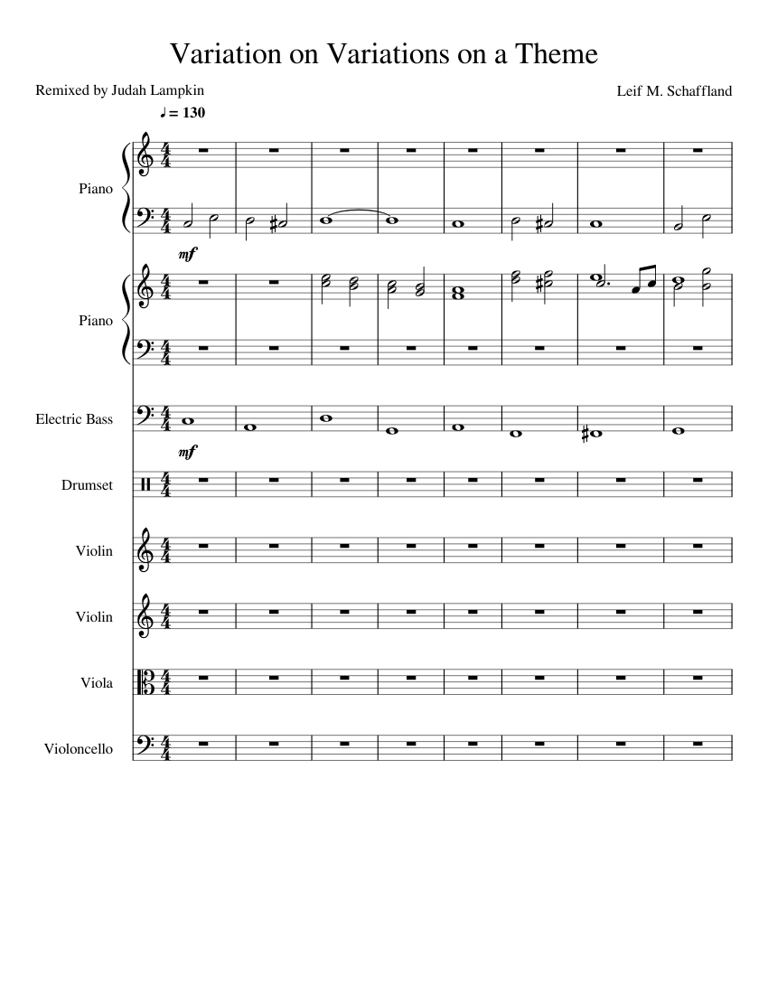 Variation on Variations on a Theme Sheet music for Piano, Violin, Viola ...