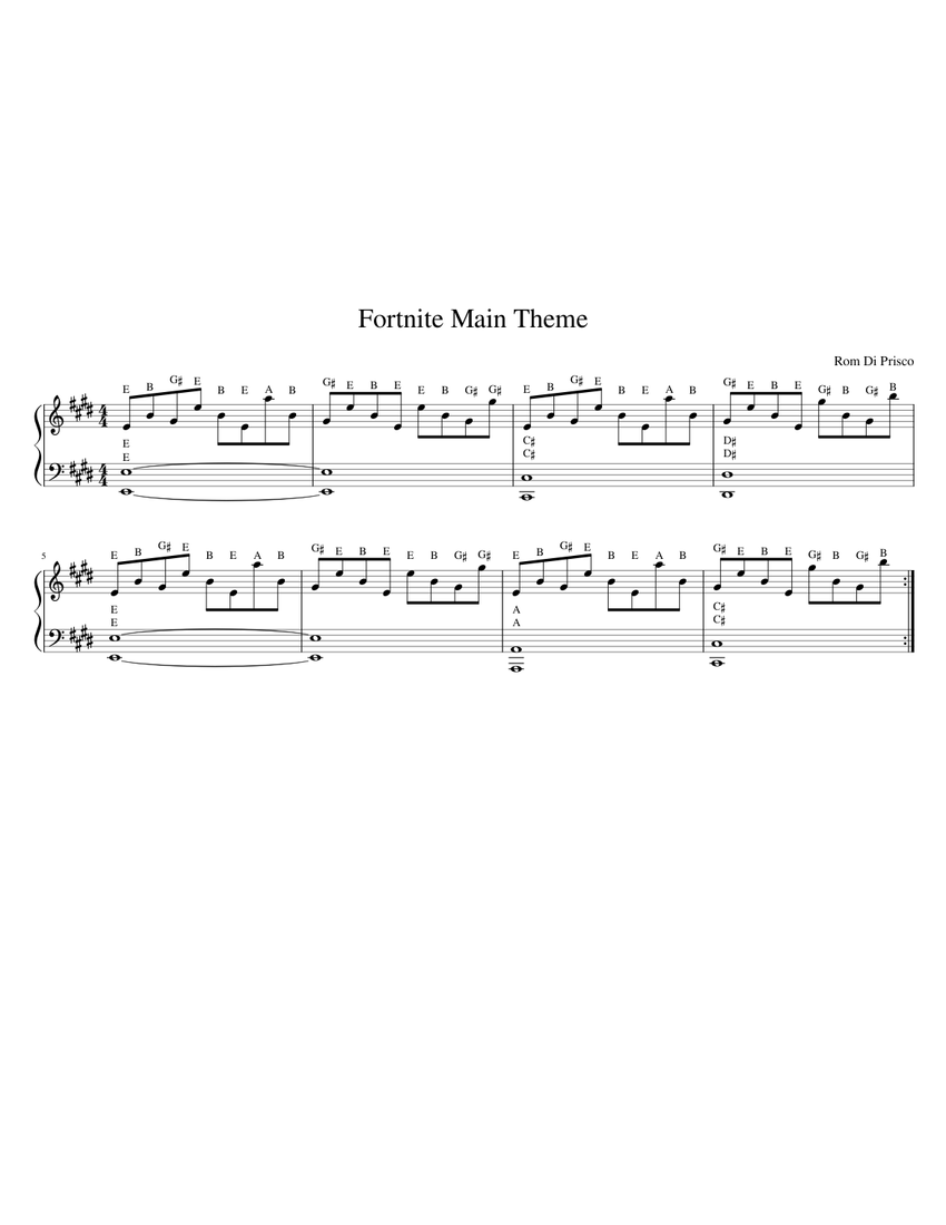 Fortnite Main Theme Sheet Music for Piano (Solo) Easy | MuseScore.com