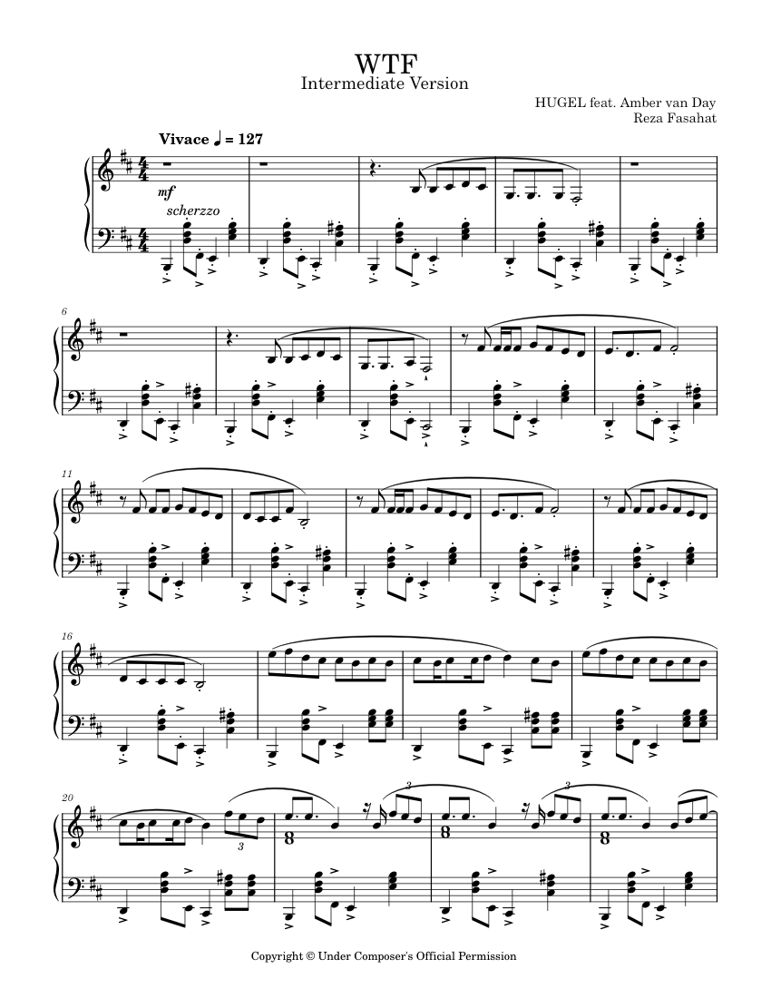 WTF - HUGEL feat. Amber van Day - 2021 Sheet Music for Piano (Solo ...