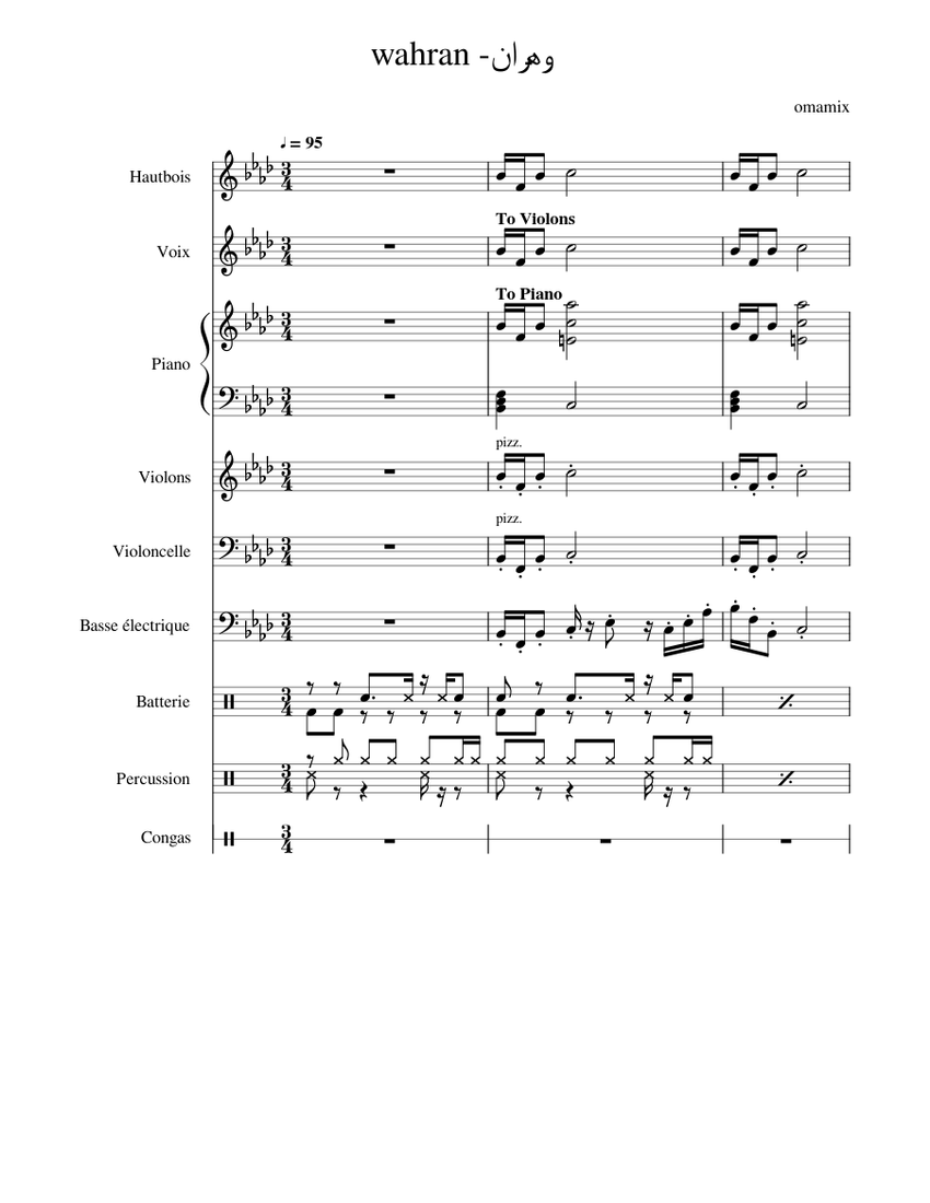 wahran - chab khaled Sheet Music for Piano, Vocals, Oboe, Cello & more ...
