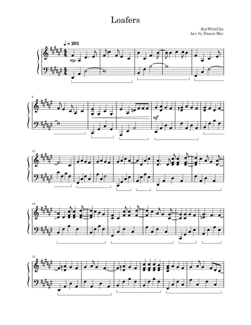 Loafers – BoyWithUke (Full Piano Cover) Sheet music for Piano (Solo ...