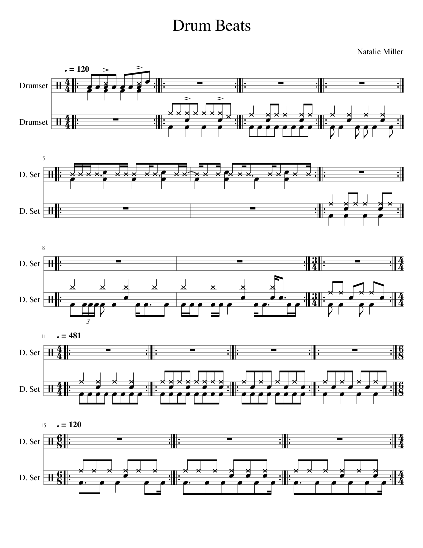 Drum Beats Sheet music for Drum group (Percussion Duet) | Musescore.com