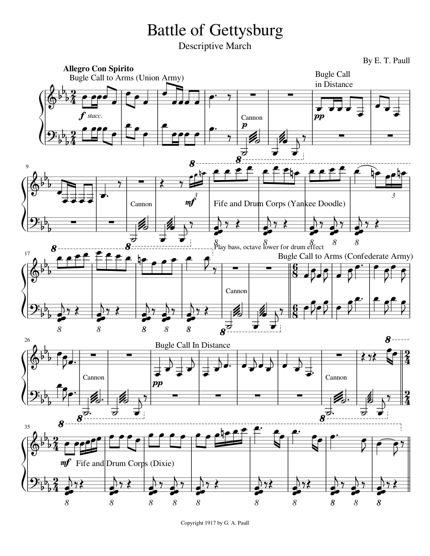 Battle of Gettysburg Sheet Music for Piano (Solo) | MuseScore.com
