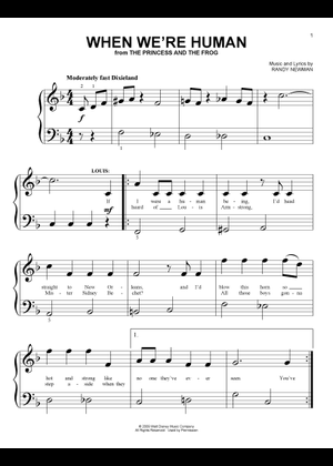 When We're Human ("The Princess and the Frog") - Randy Newman Sheet ...
