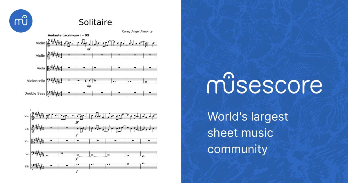 Solitaire: No Piano Sheet music for Contrabass, Violin, Viola, Cello ...