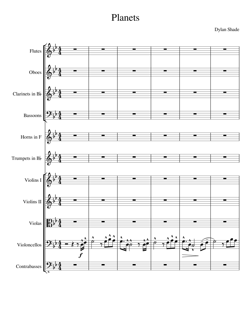 Planets Sheet music for Flute, Oboe, Clarinet in b-flat, Bassoon & more ...
