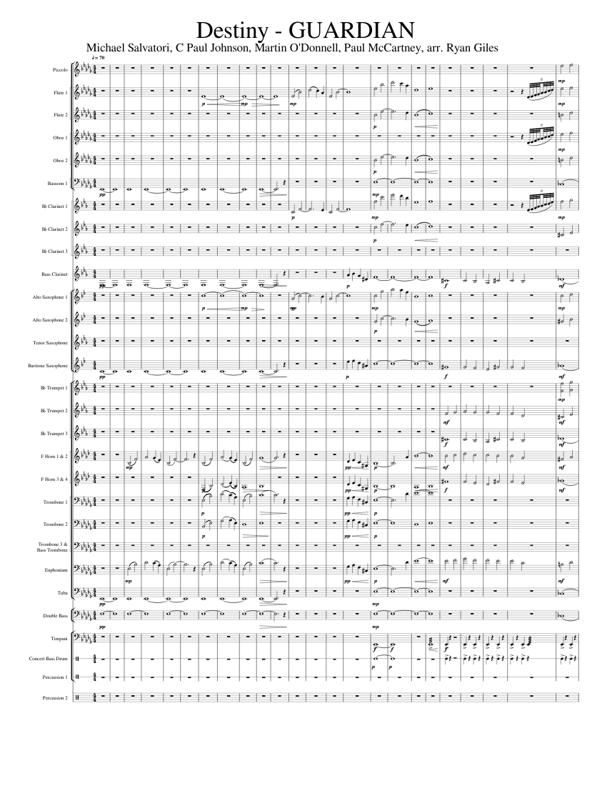 Destiny - Guardian (Arrangement for Concert Band) Sheet music for ...