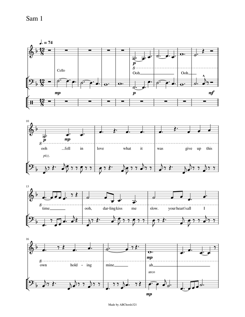 Sam 1 Sheet music for Alto, Cello, Drum group (Mixed Trio) | Musescore.com