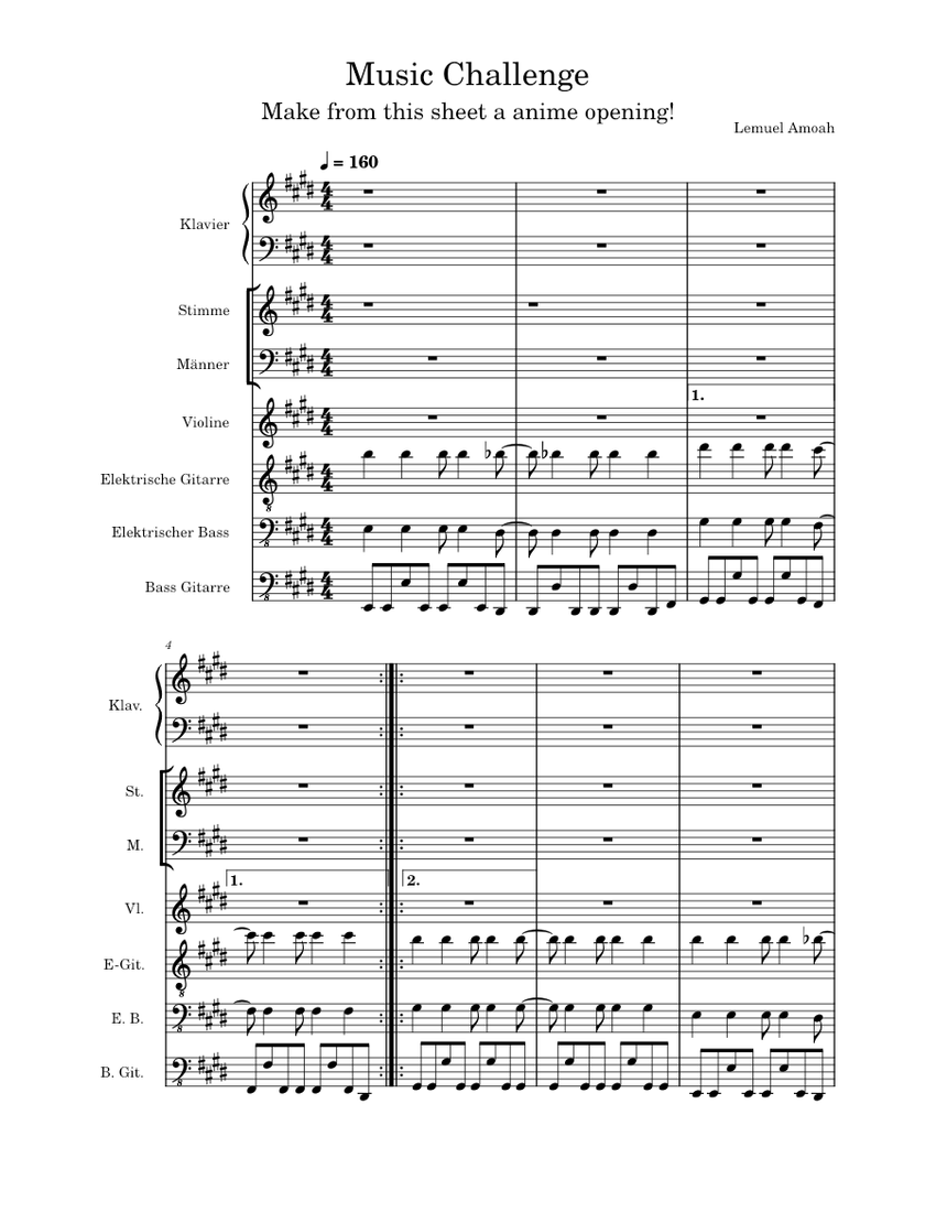 Music Challenge Sheet music for Piano, Vocals, Male, Violin & more ...