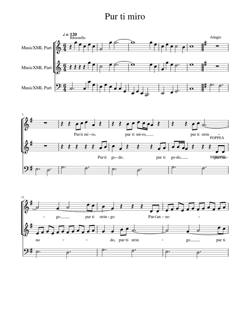 Pur ti miro - FN Sheet music for Strings group (Mixed Trio) | Musescore.com