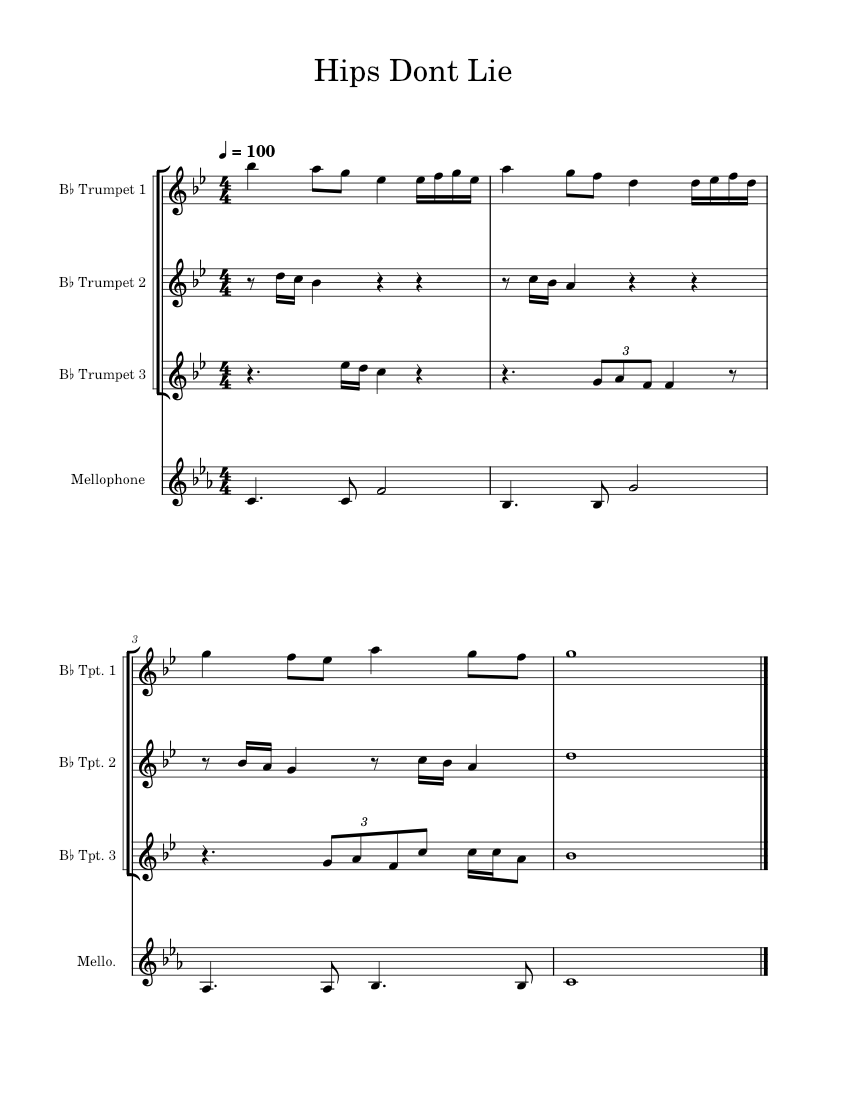 Hips dont lie – Shakira Hips_Dont_Lie Sheet music for Mellophone ...