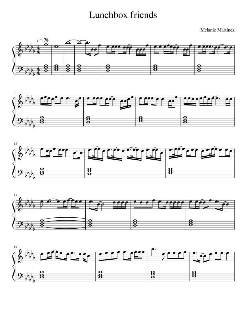 Melanie Martinez lunchbox friends Sheet Music for Piano (Solo) easy ...