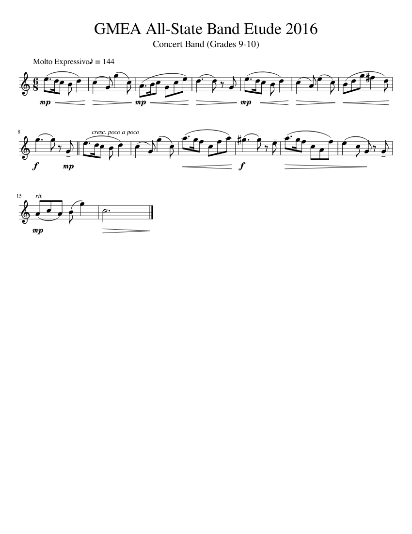 GMEA All-State Band Etude 2016 Sheet music for Trumpet other (Solo ...