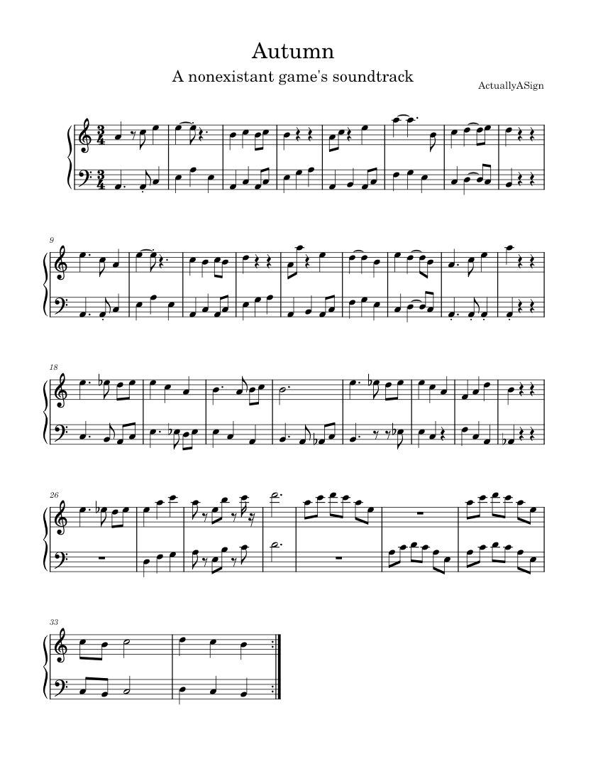 Autumn Sheet music for Piano (Solo) Easy | Musescore.com