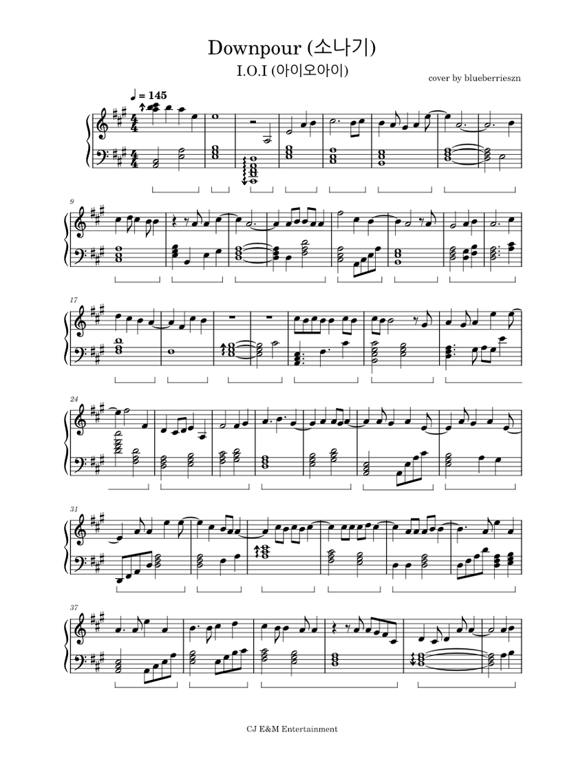 Downpour (소나기) - IOI (아이오아이) Sheet Music for Piano (Solo) | MuseScore.com