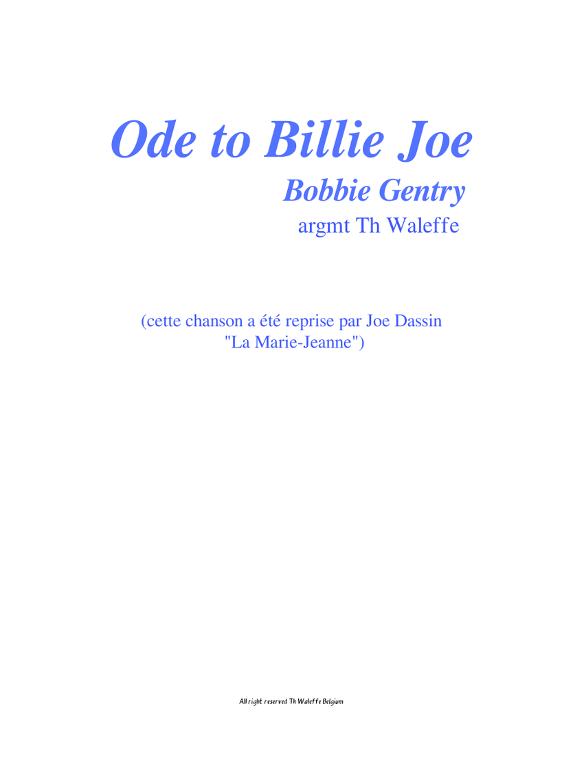 ode to billie joe Sheet Music for Piano, Trombone, Organ, Trombone bass ...