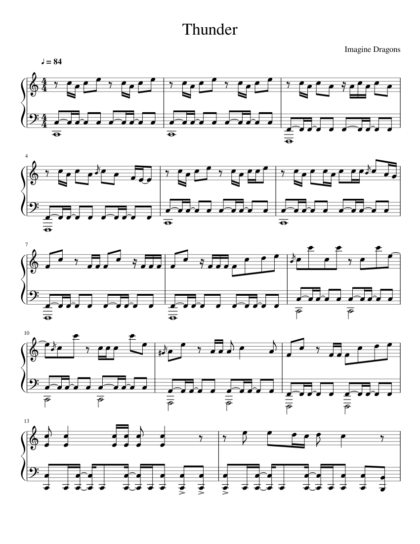 Thunder Sheet Music for Piano (Solo) | MuseScore.com
