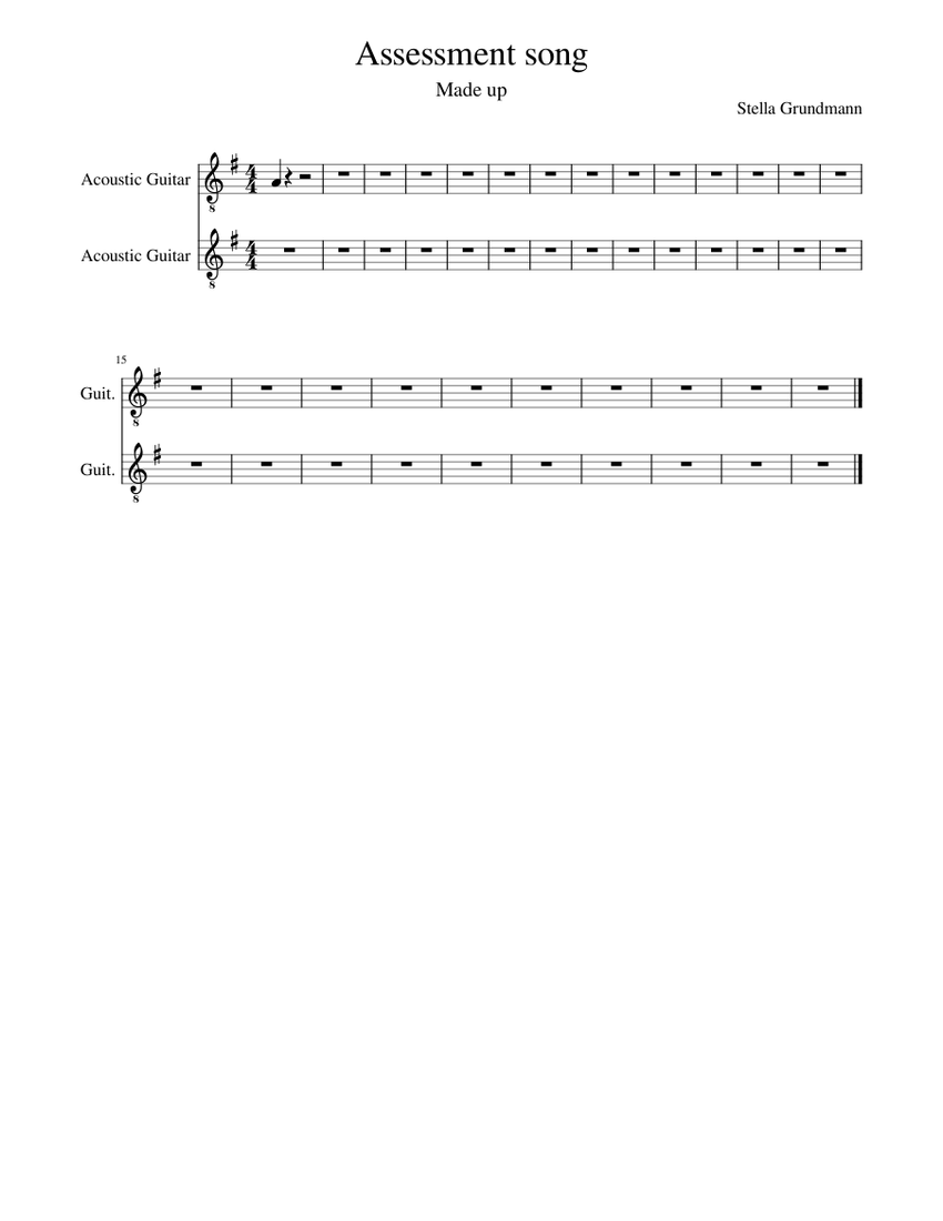 Assessment song - Yr 8 music Sheet Music for Guitar (Mixed Duet ...