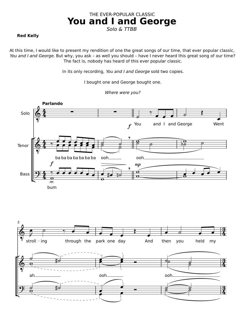 You and I and George Sheet music for Piano (Men’s Choir) | Musescore.com