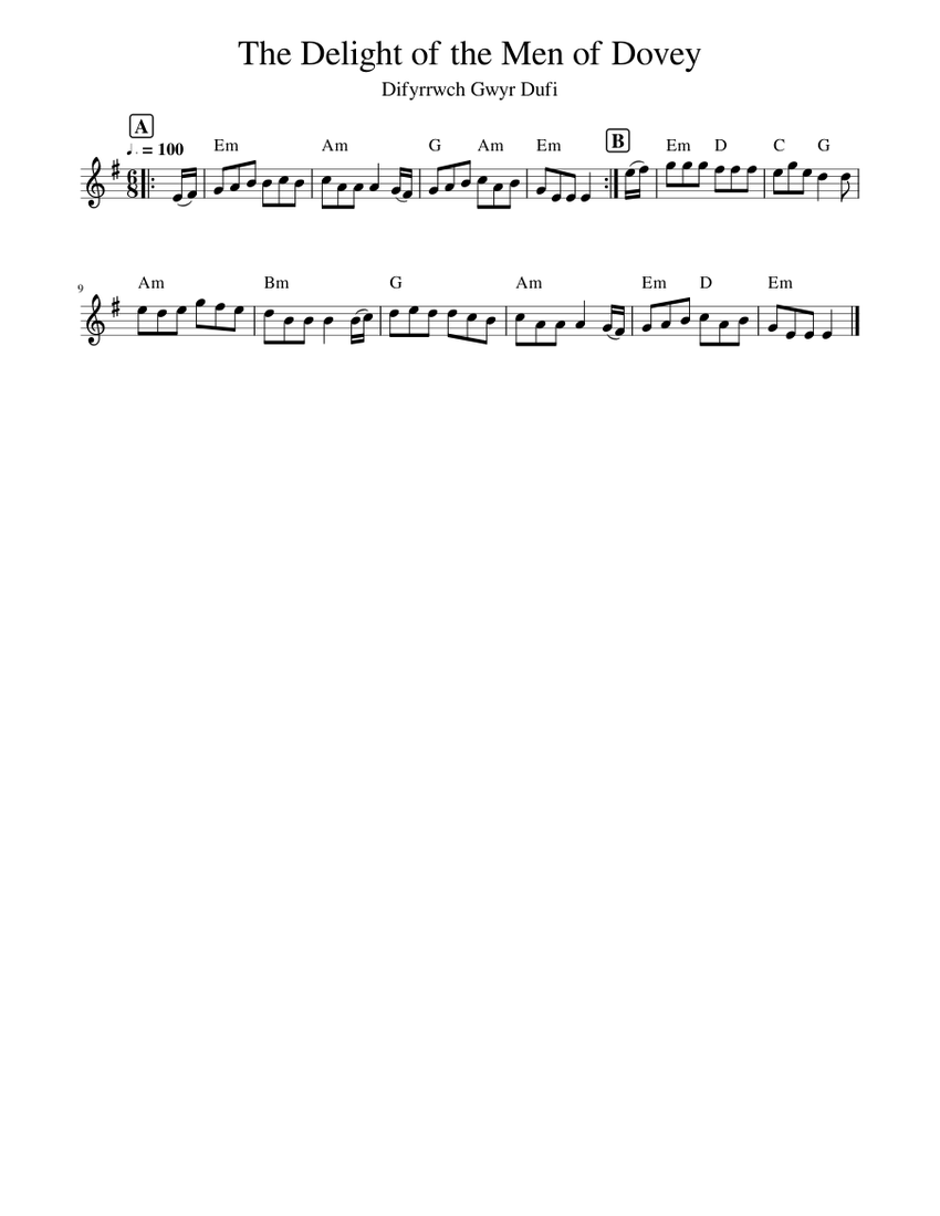 The Delight of the Men of Dovey Sheet music for Piano (Solo) Easy ...