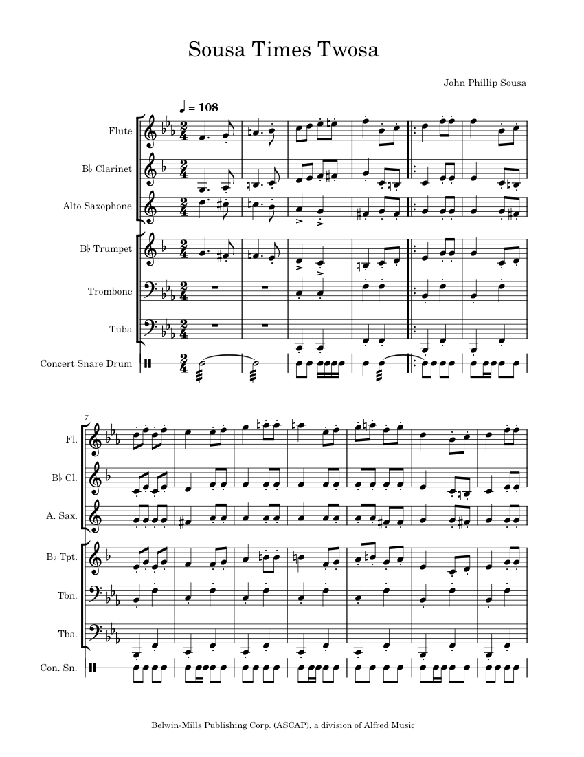 Sousa Times Twosa – John Philip Sousa Sheet Music for Trombone, Tuba ...