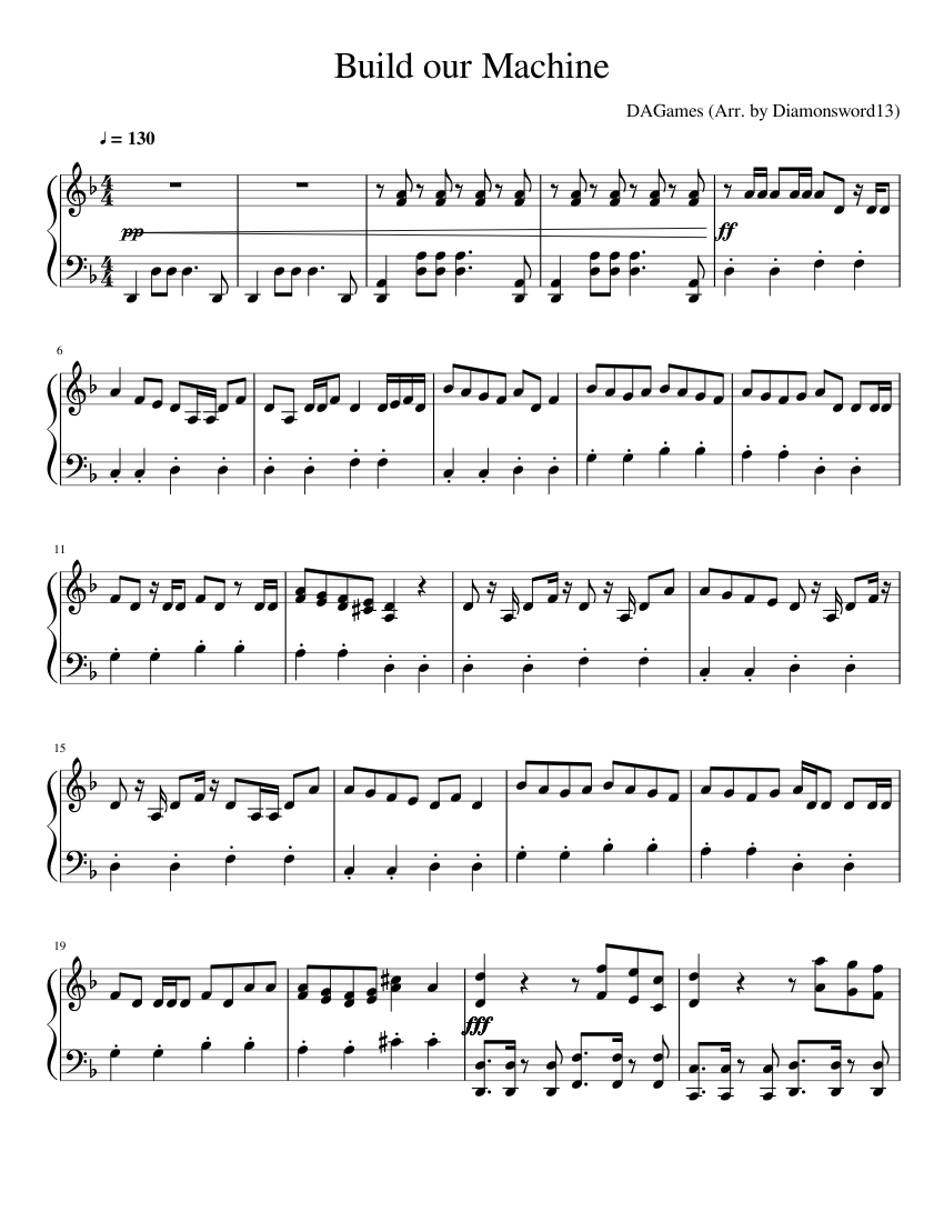 Build our Machine Piano Cover Sheet music for Piano (Solo) | Musescore.com