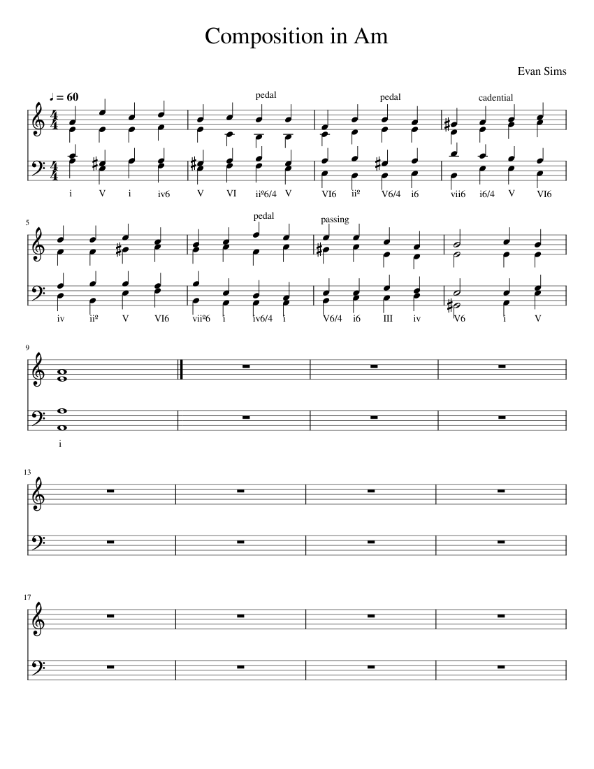 8 bar composition Evan Sims Sheet music for Piano (Solo) Easy ...
