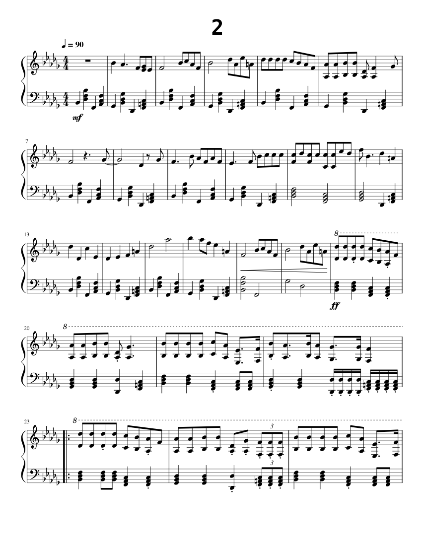 Song 2 Sheet music for Piano (Solo) | Musescore.com