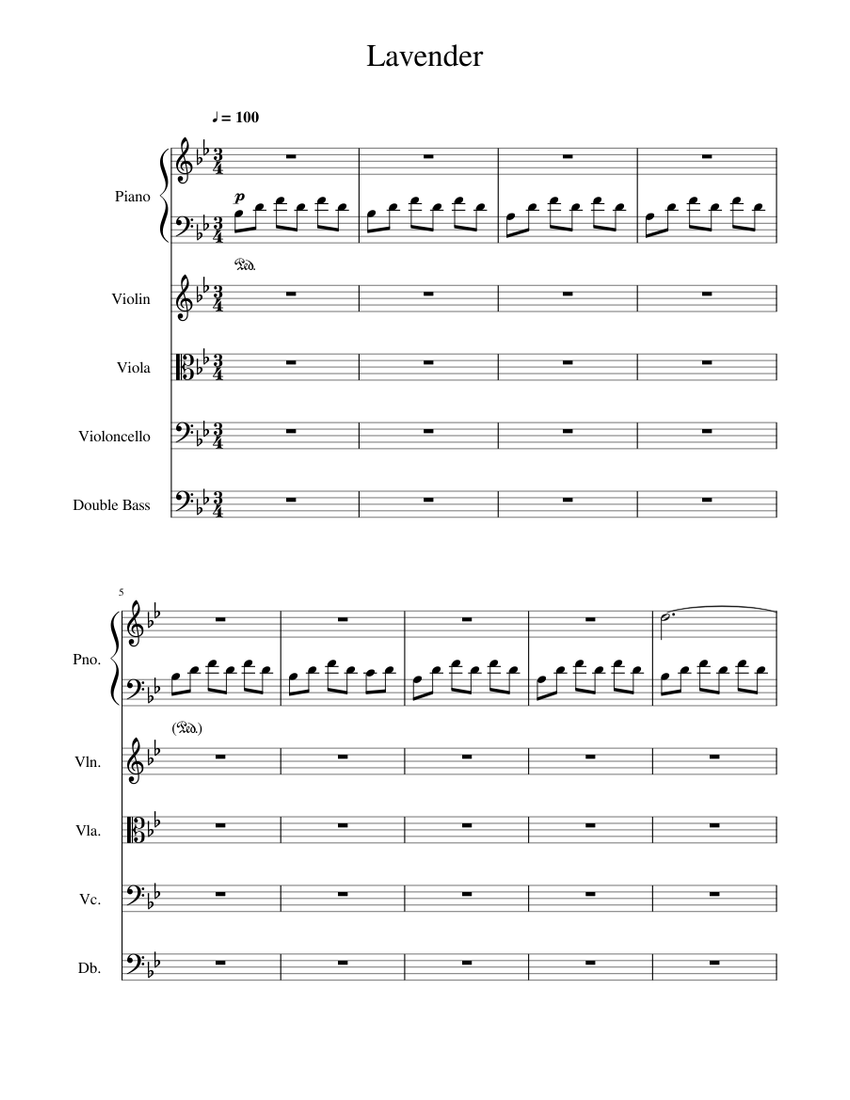 Lavender Sheet music for Piano, Contrabass, Violin, Viola & more ...