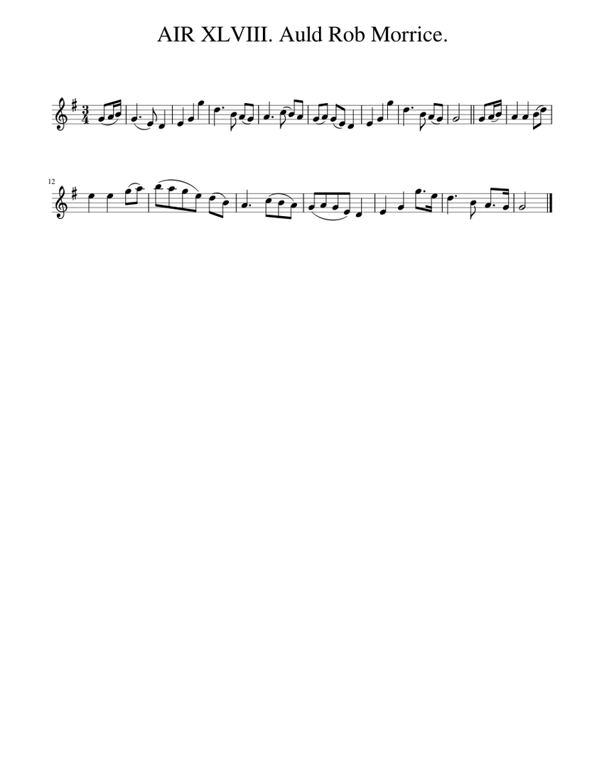 AIR XLVIII. Auld Rob Morrice. Sheet music for Piano (Solo) | Musescore.com