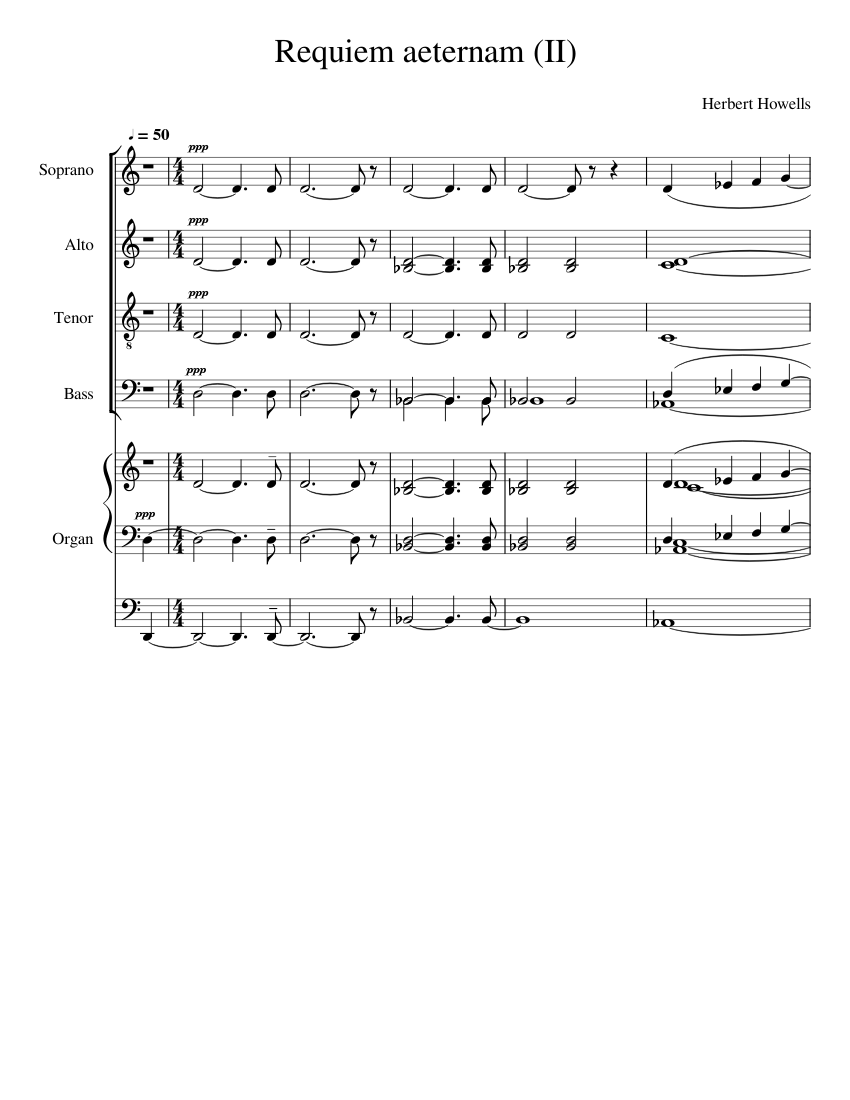 Herbert Howells - Requiem aeternam (II) Sheet music for Soprano, Alto ...