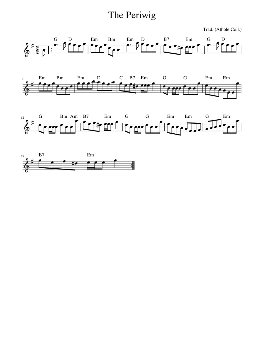 Traditional music - The Periwig Sheet music for Piano (Solo ...