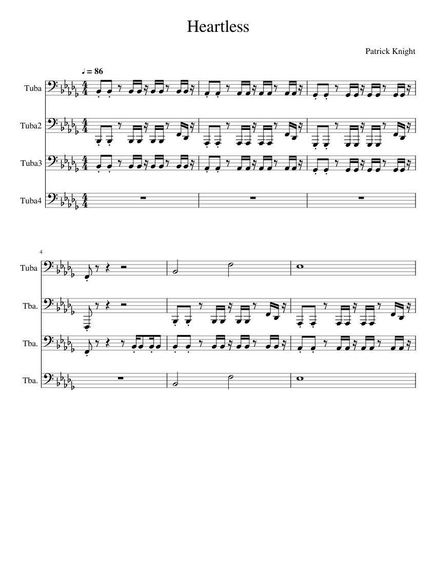 Heartless Sheet music for Tuba (Mixed Quartet) | Musescore.com