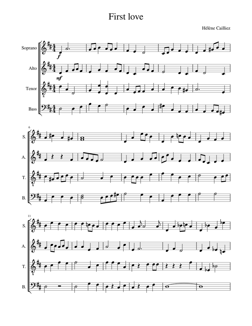 First love Sheet music for Soprano, Alto, Tenor, Bass voice (Choral ...